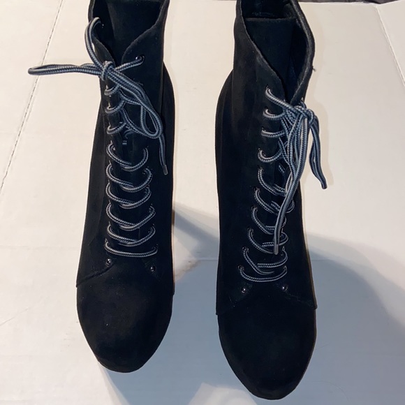 Shoes | Drag Queen Black Suede Lace Up 6 Inch Heel Platform Shoes Size ...